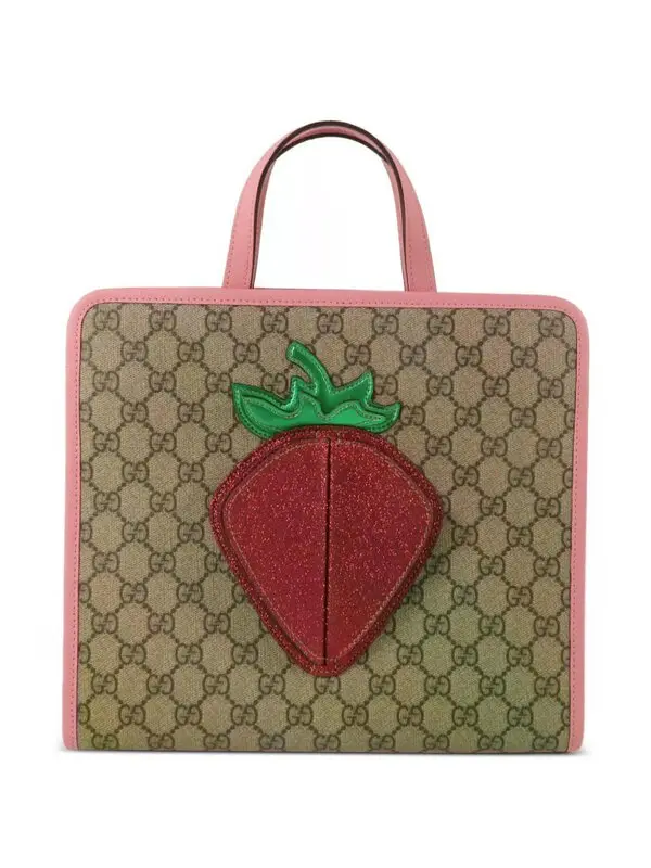 Gucci Strawberry Appliqué Tote Bag