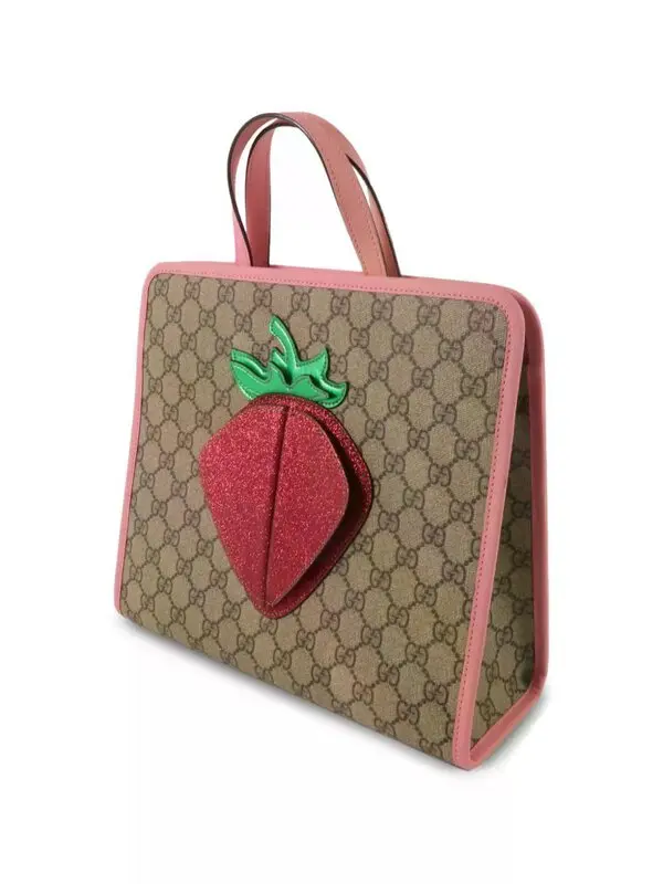 Gucci Strawberry Appliqué Tote Bag