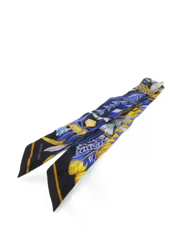 Hermès Danse Pacifique Twilly Feather-print Scarf