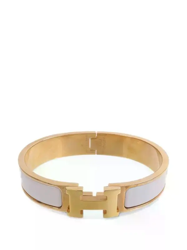 Hermès Plated Enamel H Logo Clic H Bracelet - Gold