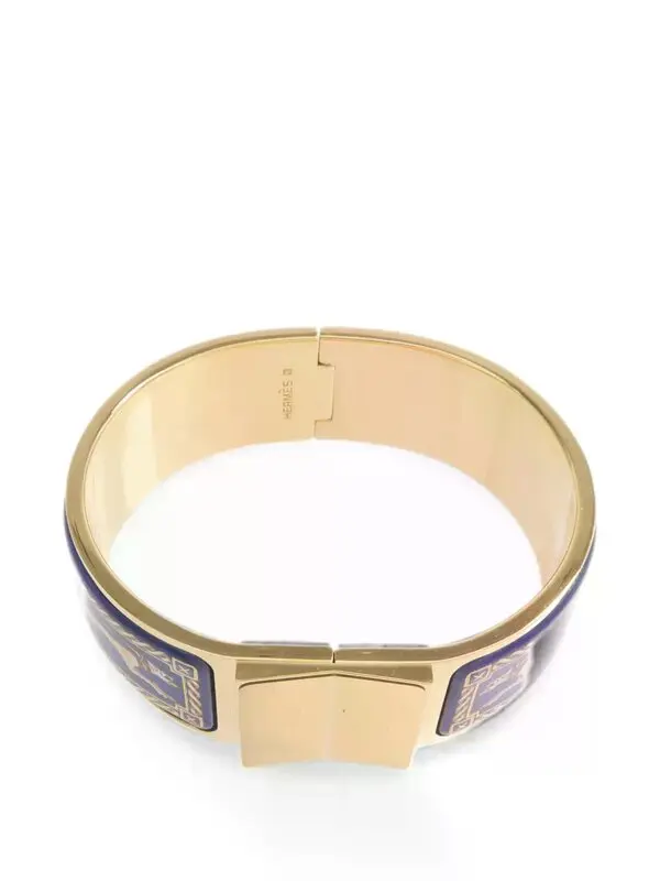 Hermès Enamel Dog Motif Hinged Bracelet