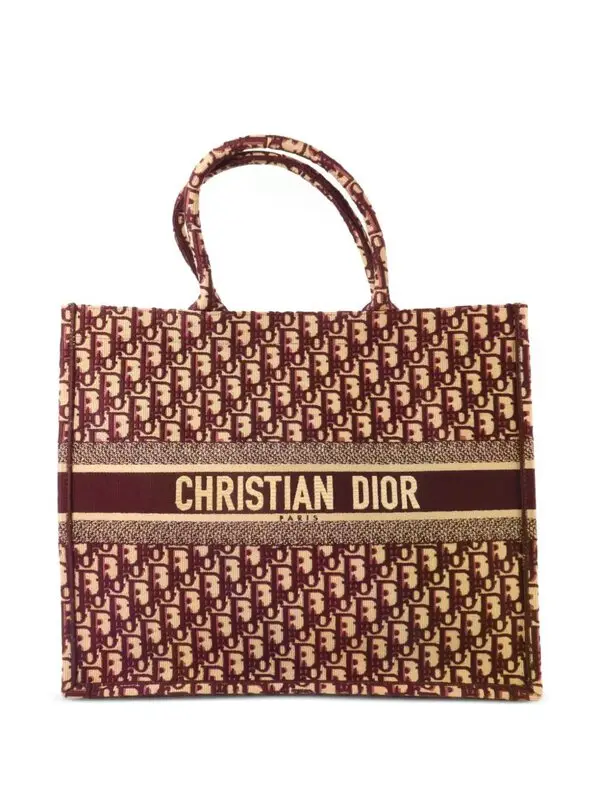 Dior Large Book Tote Logo Detail Canvas Tote Bag