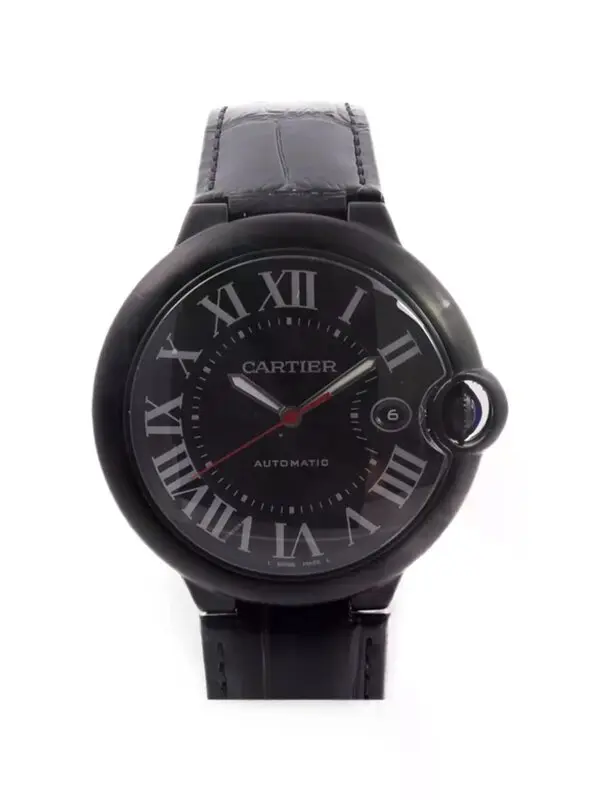 Cartier Ballon Bleu Automatic Watch With Leather Strap - Black