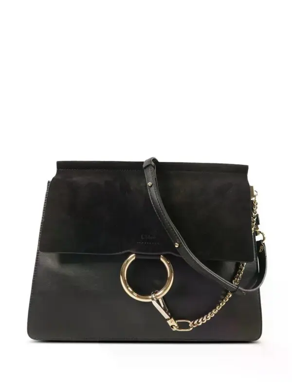 Chloé Faye Shoulder Bag With Ring And Chain Detail - Black