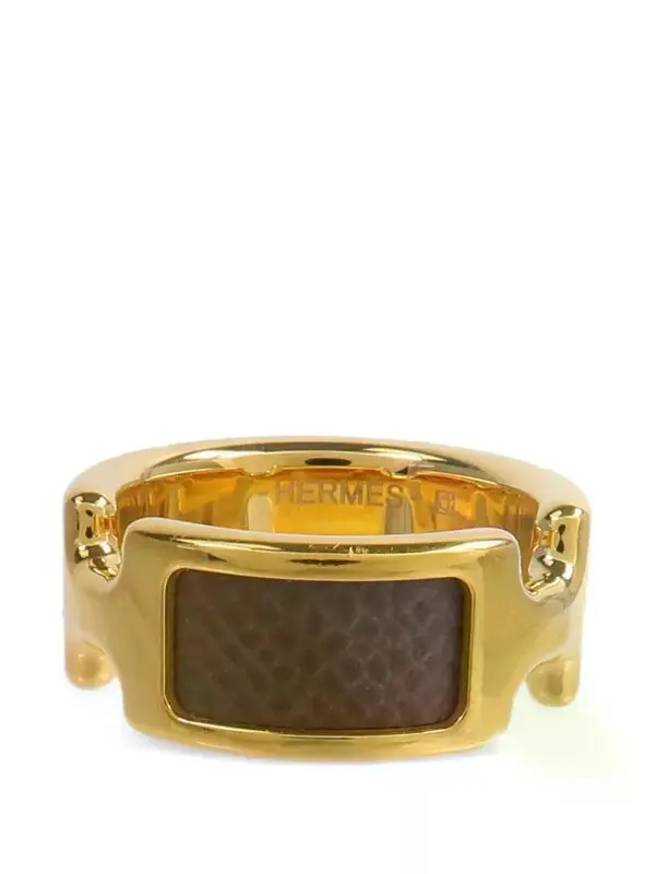 Hermès Olympe Leather Inlay Ring