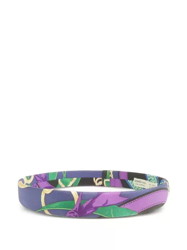 Hermès Silk Headband With Floral And Chain-link Print