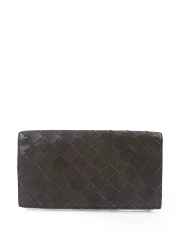 Bottega Veneta Intrecciato Bi-fold Lambskin Wallet - Green