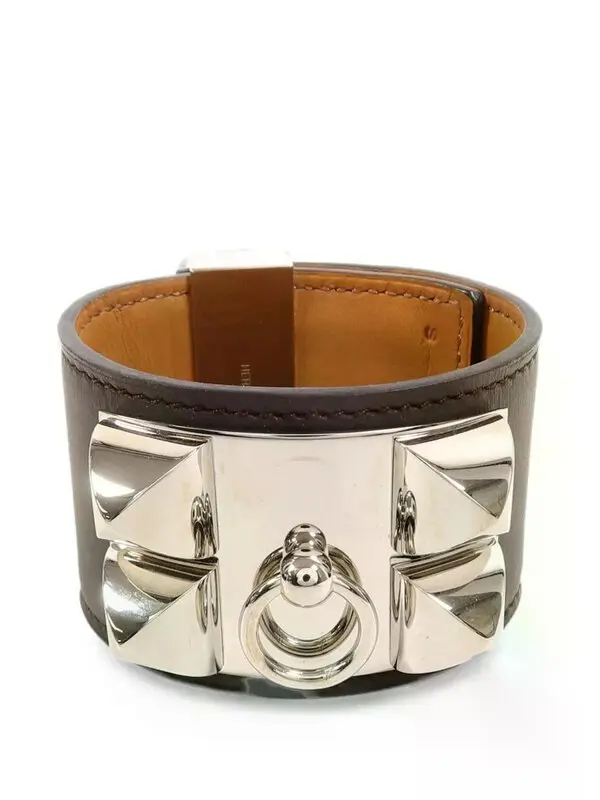 Hermès Collier De Chien Bracelet In Leather And -tone Metal