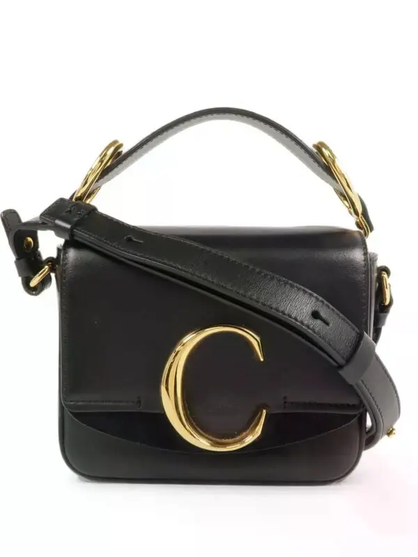 Chloé Mini C Two-way Calfskin Shoulder Bag - Black