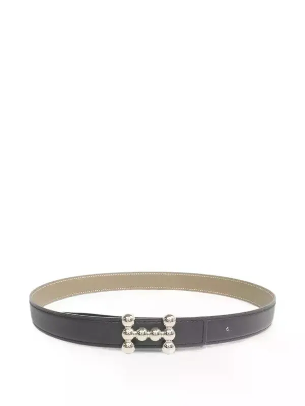 Hermès Epsom Swift Leather Belt With Beaded H Buckle - Black