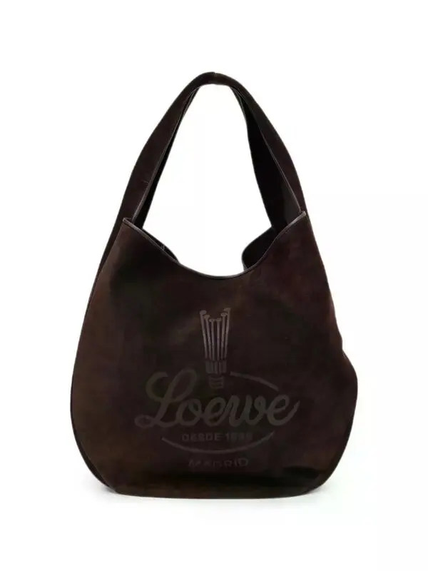 Loewe Suede Logo Tote Bag - Brown