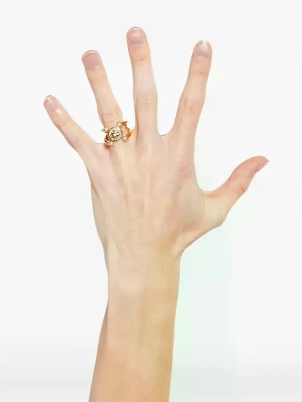 Casablanca Pearl-embellished Logo-plaque Ring