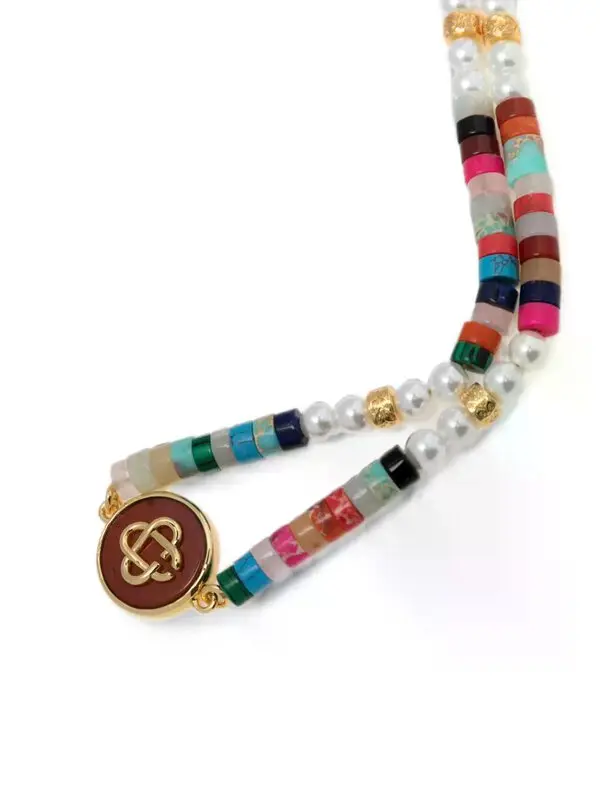Casablanca Logo-pendant Beaded Necklace