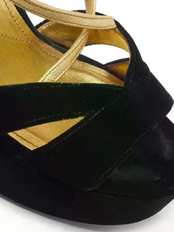 Prada Criss-cross Strap Platform High Block Heel Sandals