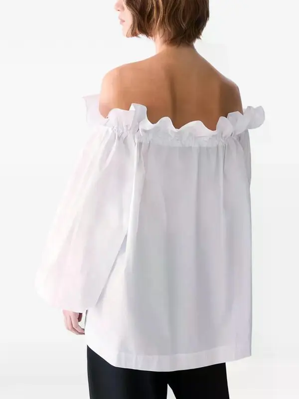 Liu Jo Cotton Poplin Blouse With Dramatic Ruffles