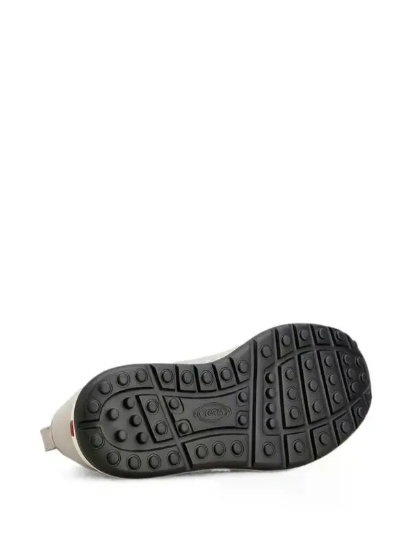 TOD'S Knit And Suede Red Dot Detail Sock Sneakers - Grey