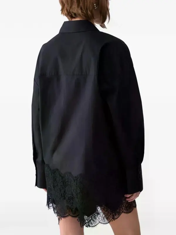 Liu Jo Poplin Shirt With Lace Detail - Black
