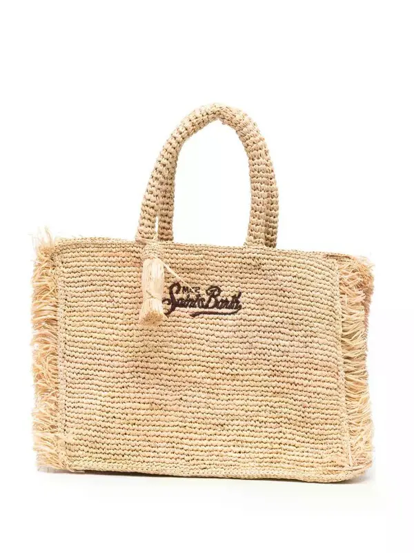 MC2 SAINT BARTH Raffia Fringe Tote Bag - Neutrals