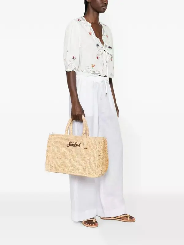 MC2 SAINT BARTH Raffia Fringe Tote Bag - Neutrals