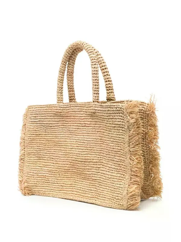 MC2 SAINT BARTH Raffia Fringe Tote Bag - Neutrals