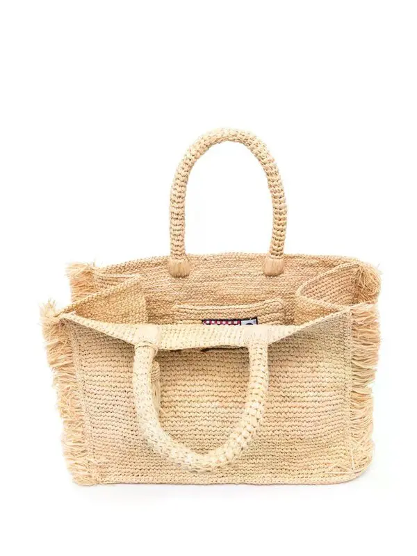 MC2 SAINT BARTH Raffia Fringe Tote Bag - Neutrals