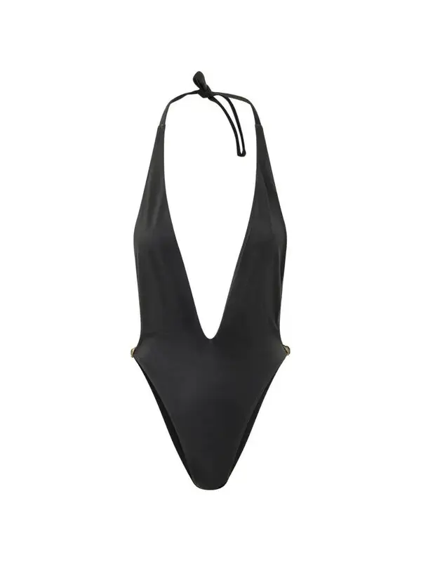 Versace Halterneck Plunge-neck Swimsuit - Black