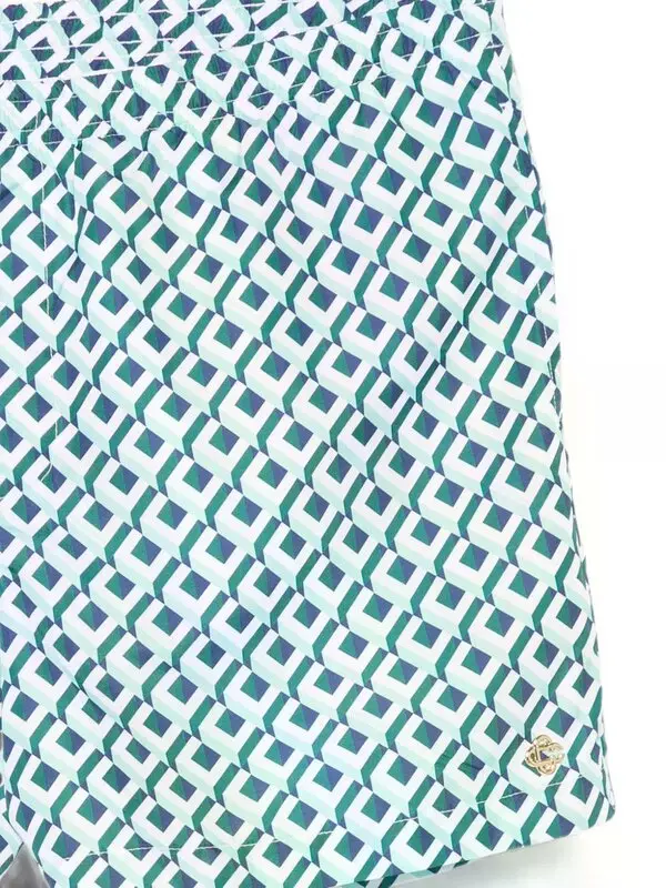 Casablanca Geometric Print Logo Plaque Swim Shorts