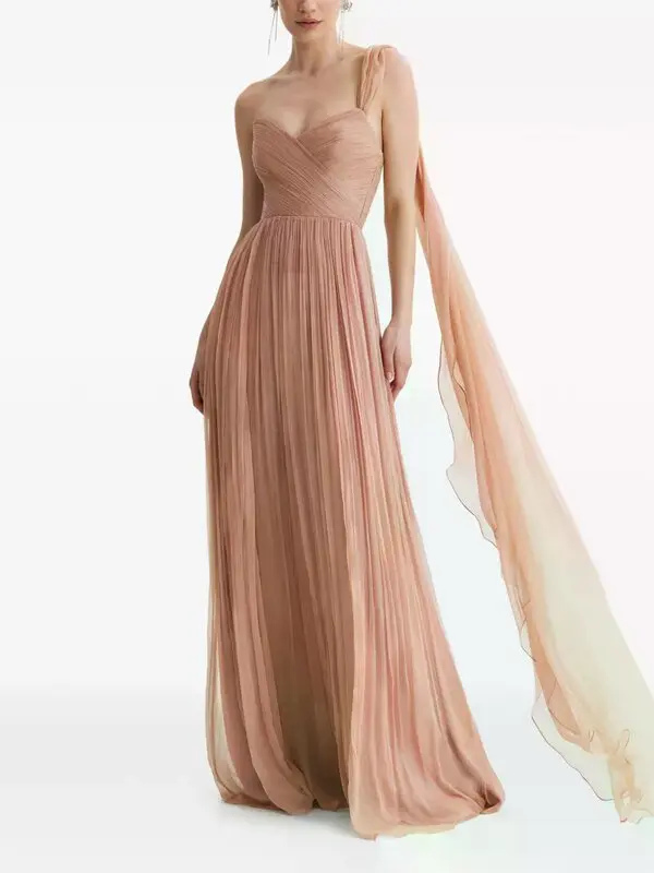 FRAMBOISE Giza Draped Silk Maxi Dress