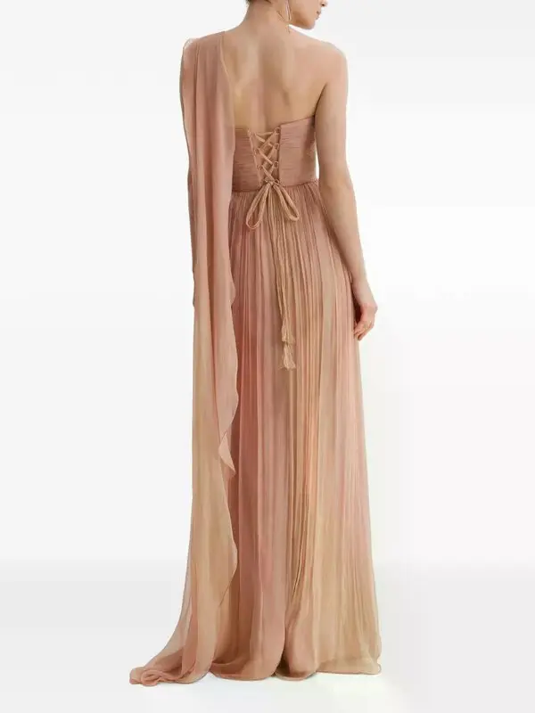 FRAMBOISE Giza Draped Silk Maxi Dress