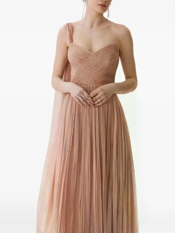 FRAMBOISE Giza Draped Silk Maxi Dress