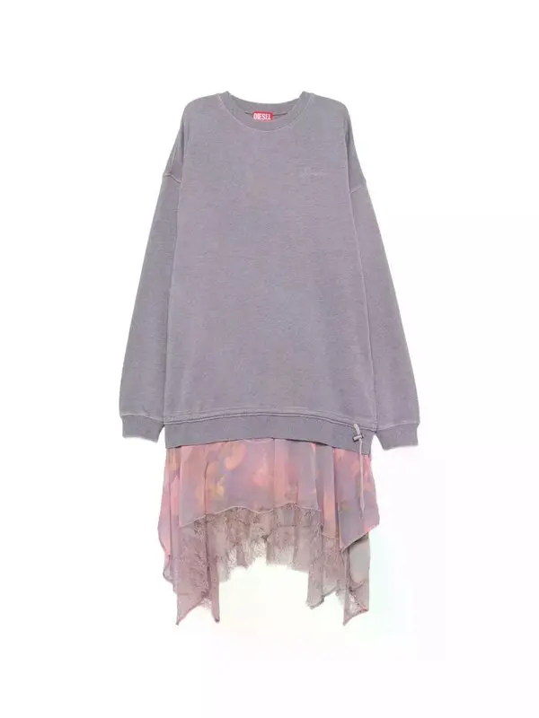 DIESEL® Floral Print Lace Trim Midi Dress