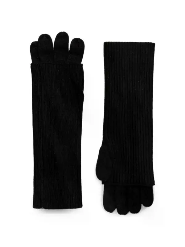Michael Kors Ribbed Knit Long Gloves - Black