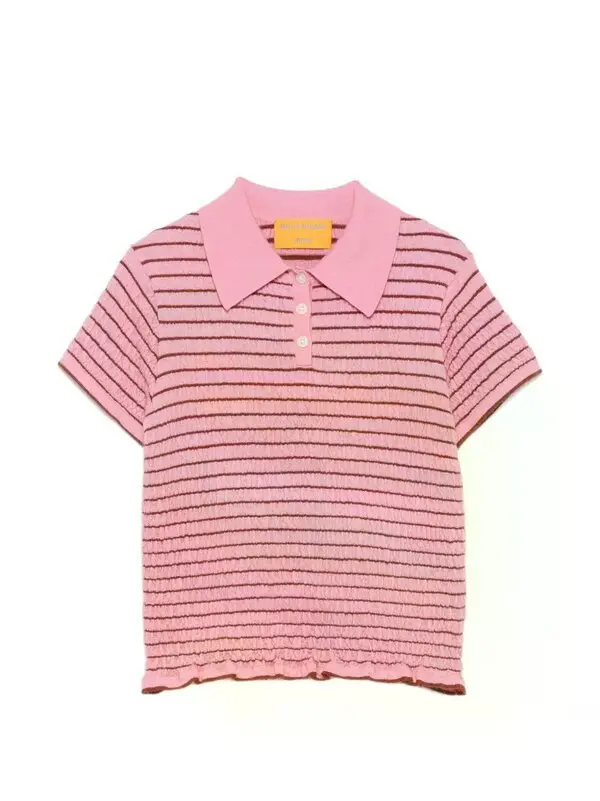 Guest In Residence Striped Pattern Polo Shirt - Pink