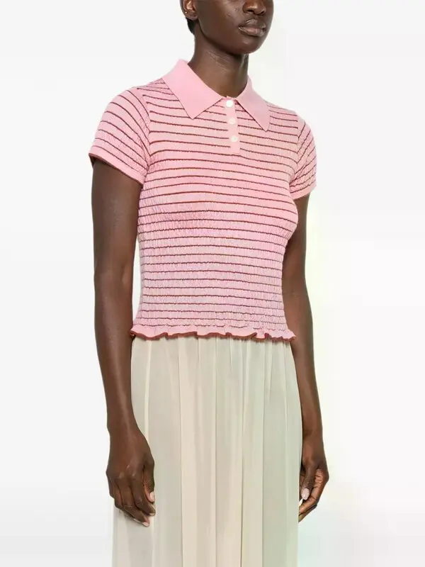 Guest In Residence Striped Pattern Polo Shirt - Pink