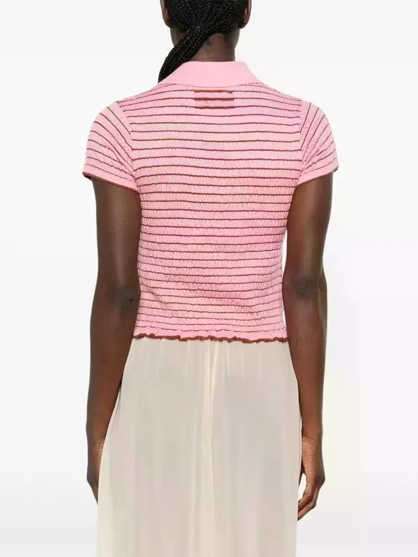 Guest In Residence Striped Pattern Polo Shirt - Pink