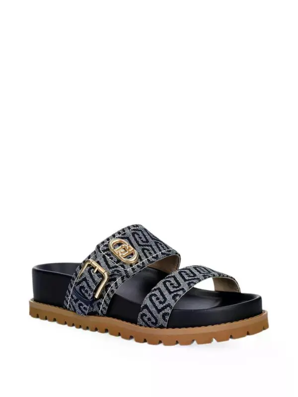 Liu Jo Monogram Pattern Buckle Detail Sandals - Blue