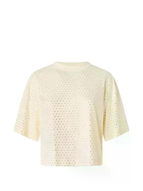 Pinko Short-sleeved Crewneck T-shirt With Rhinestones And Logo