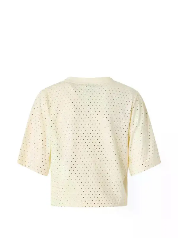 Pinko Short-sleeved Crewneck T-shirt With Rhinestones And Logo