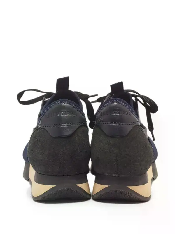 Balenciaga Navy Mesh And Leather Race Runner Sneakers - Blue