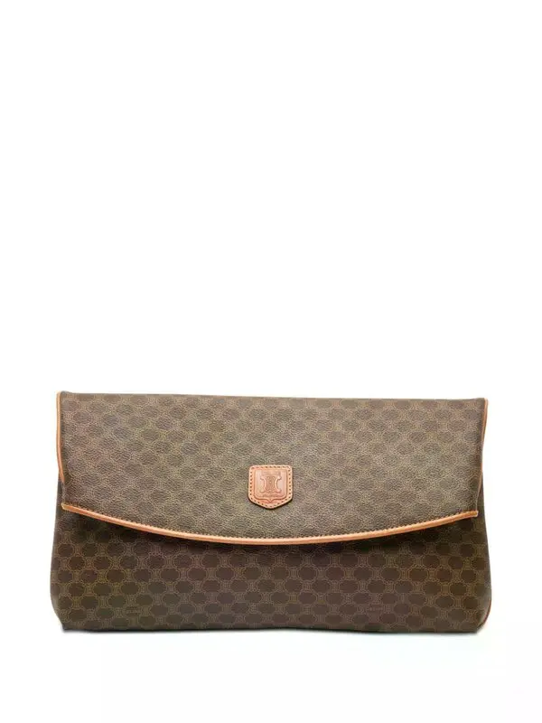 Celine Macadam Coated Canvas Clutch Bag - Brown