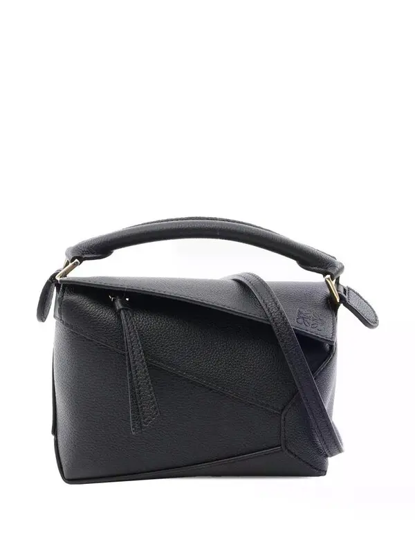 Loewe Mini Calfskin Puzzle Edge Satchel - Black