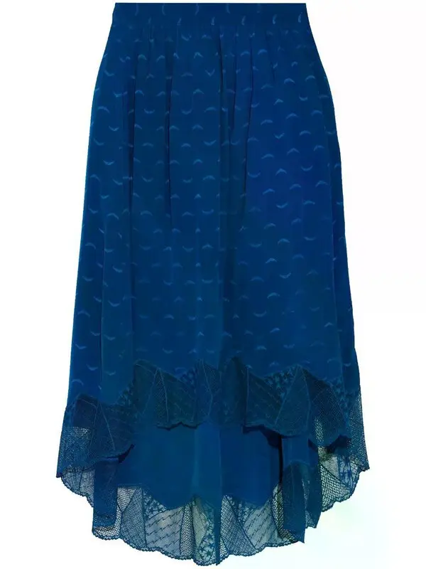 Zadig&Voltaire Overseas Silk Lace Trim Graphic Print Skirt