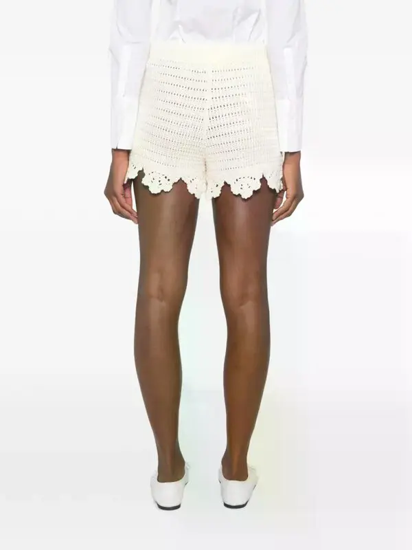 Chloé Crochet-knit Scalloped-edge Shorts