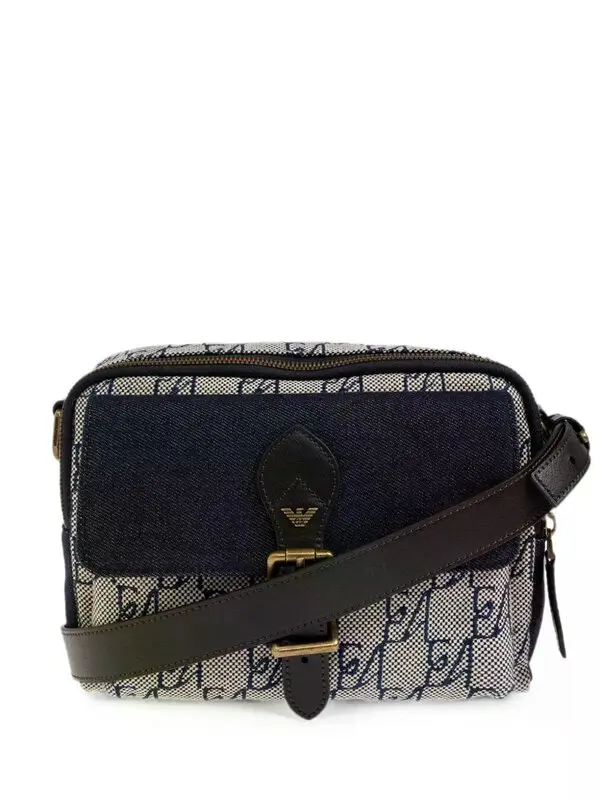Emporio Armani Monogram Print Messenger Bag - Neutrals