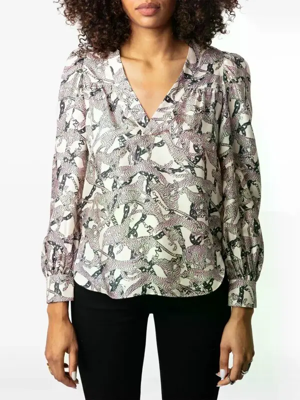 Zadig&Voltaire Telia Wild Chains Printed Silk Blouse