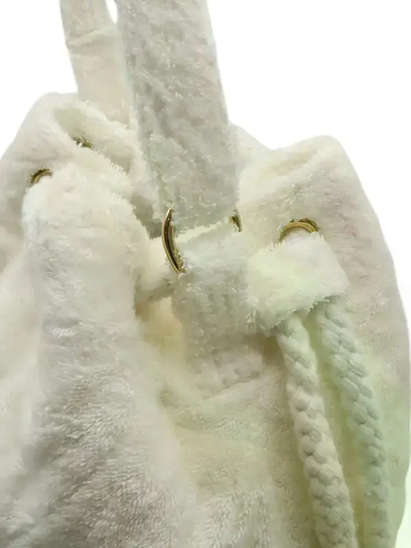 Hermès Leopard Embroidered Cotton Drawstring Bucket Bag - White