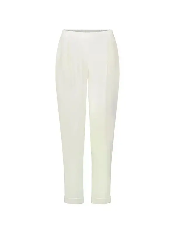 BETTY BARCLAY Elasticated Waistband Trousers With Turned-up Cuffs - White