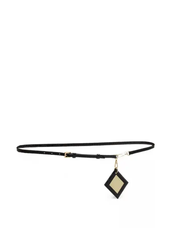 Tory Burch Crocodile-embossed Leather Belt With Mirror Fob Charm - Green