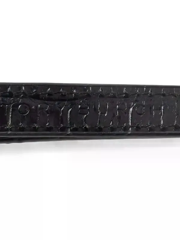 Tory Burch Crocodile-embossed Leather Belt With Mirror Fob Charm