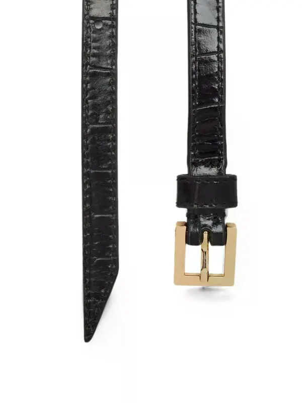 Tory Burch Crocodile-embossed Leather Belt With Mirror Fob Charm